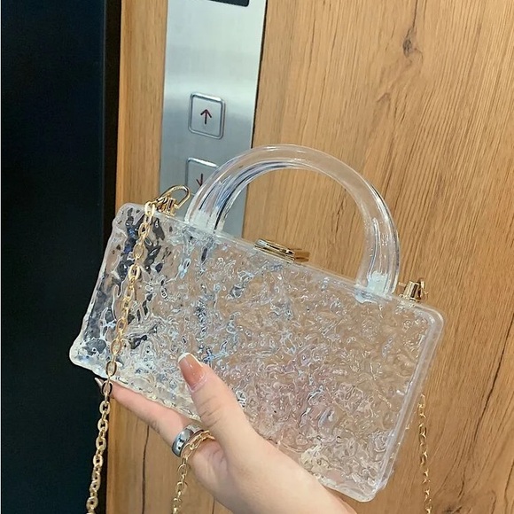 Bags | Mini Clear Chain Box Bag | Poshmark
